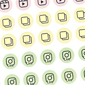 Pastel Social Media Scheduling Planner Stickers, Mixed Instagram Icons ...