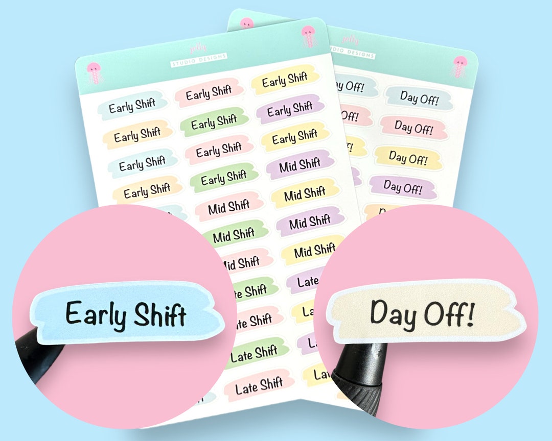 Early, Mid, Late Shift Pattern and Day off Pastel Brush Strokes Planner ...