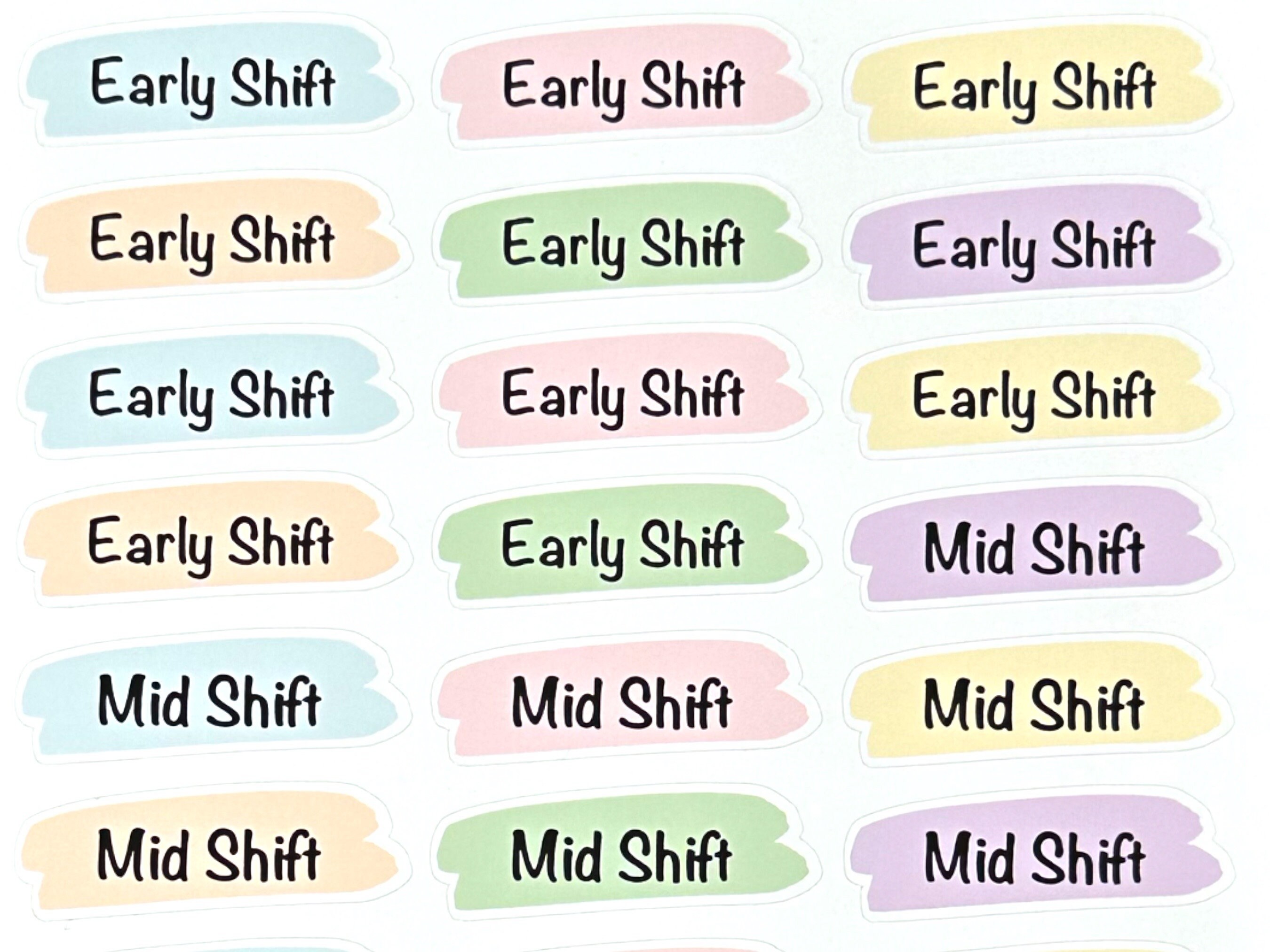 Pastel Shift Work Tracker Planner Sticker Sheet, Early, Mid, Late Shift ...