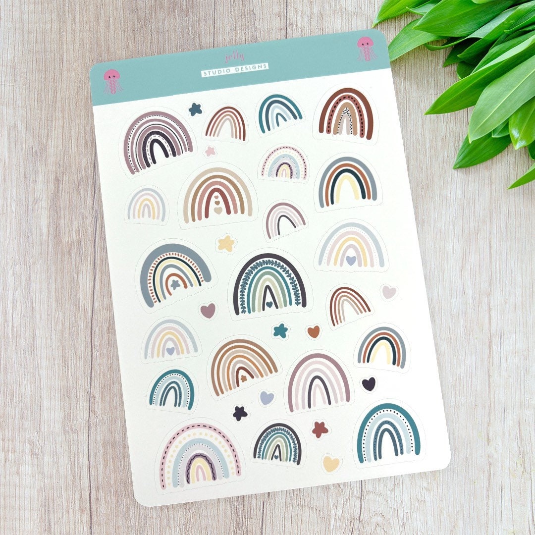 Boho Rainbow Planner Sticker Sheet | Etsy