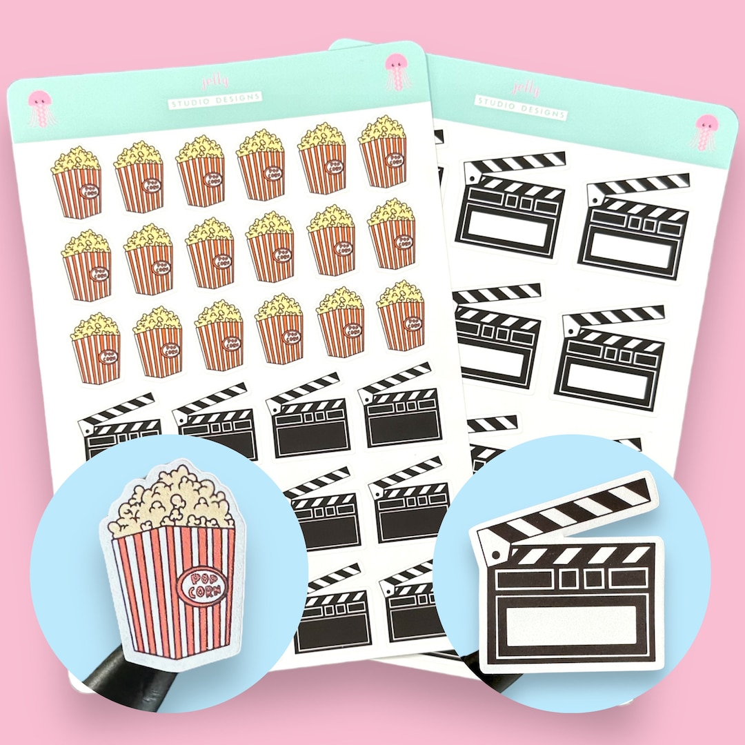 Movie Date Night Planner Sticker Sheet Set, Writable Stickers - Etsy