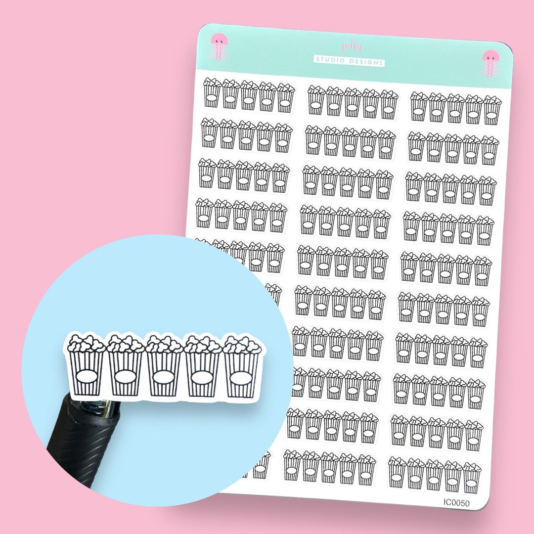 Blank Popcorn Bucket Movie Rating Colour in Planner Sticker Sheet, 30 ...