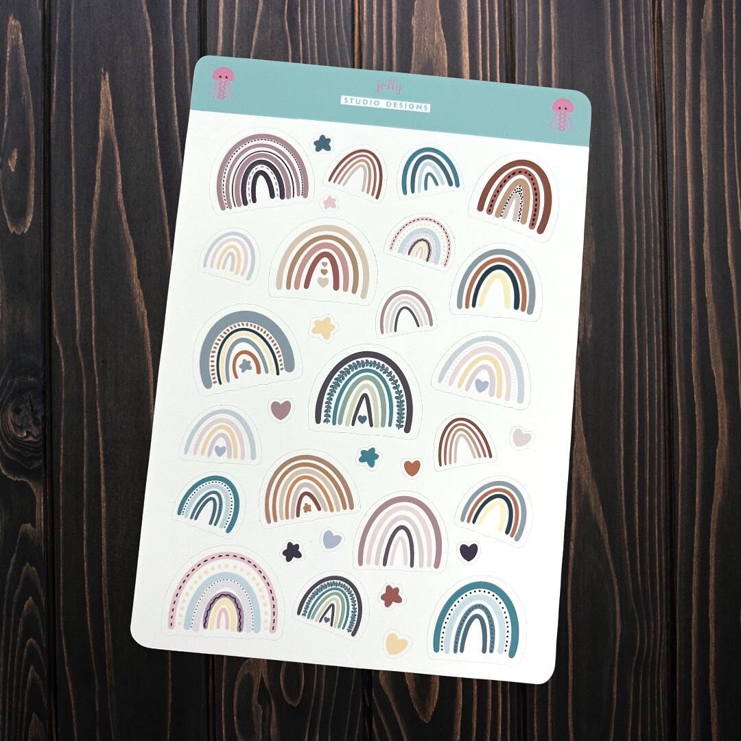Boho Rainbow Planner Sticker Sheet | Etsy