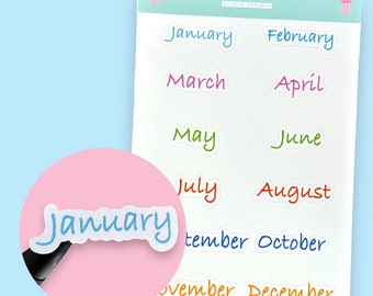 Months Header Stickers Months of the Year, Planner Stickers, Bullet ...
