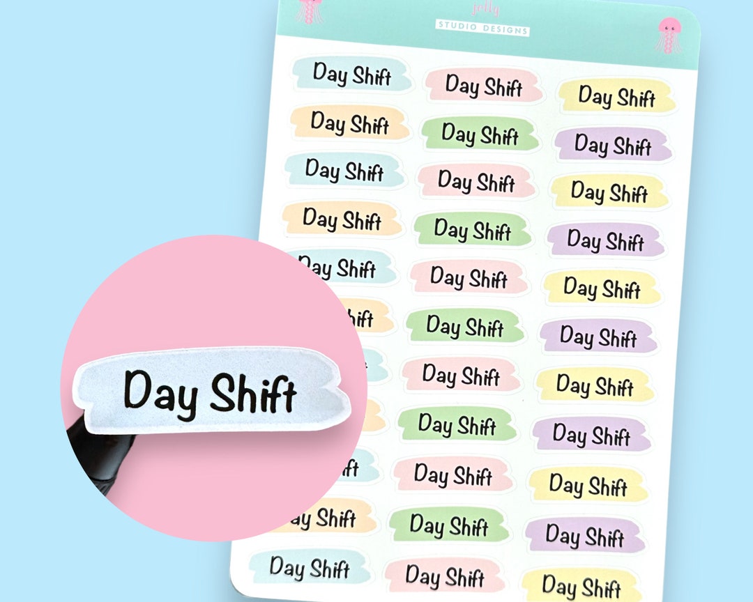 Day Shift Pastel Brush Strokes Planner Sticker Sheet, Nurse Planner ...