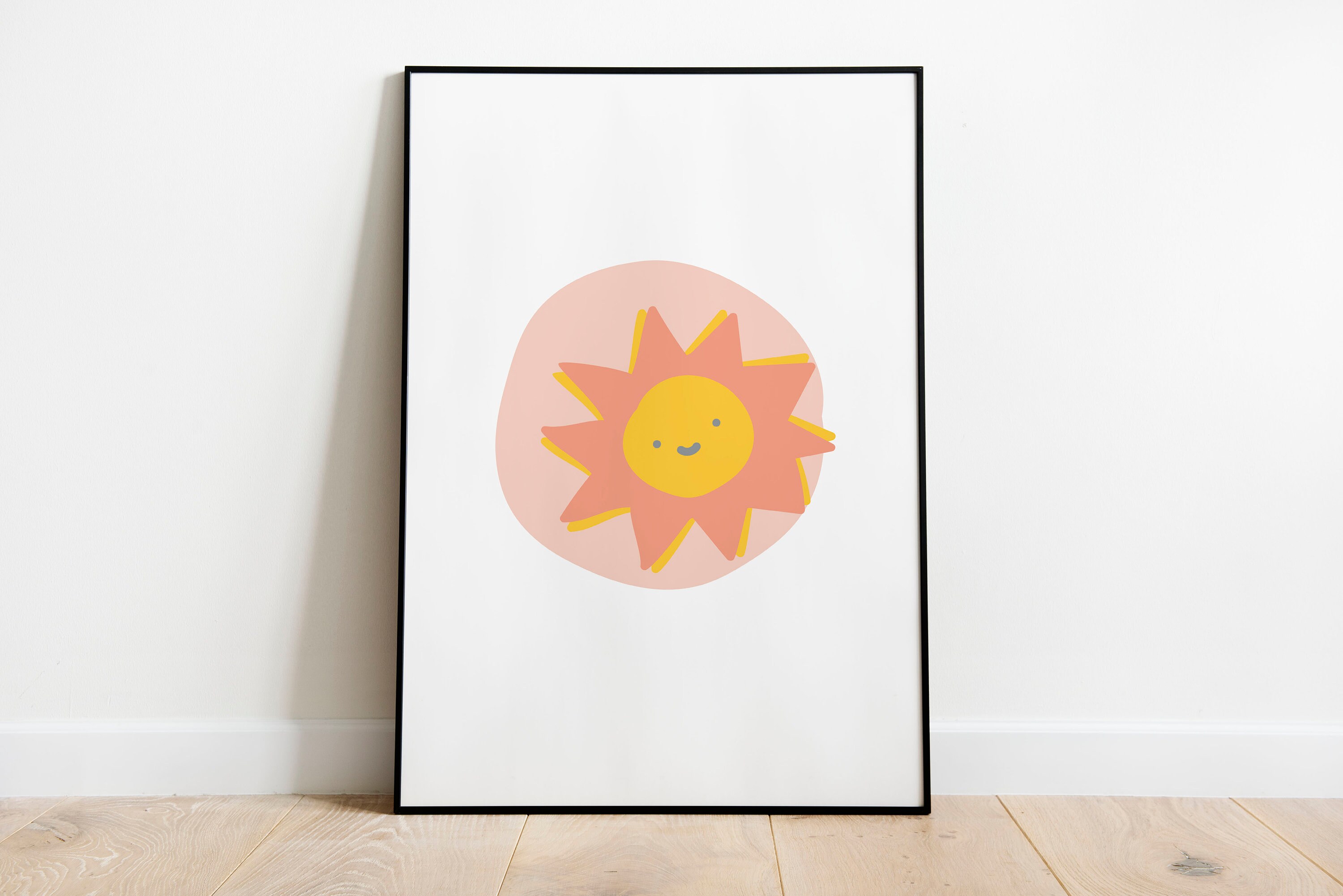 Pink Happy Sun Printable Wall Art, Fun Art, Kid's Room Art, Nursery Art ...