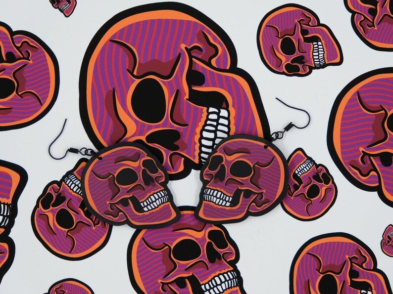 Handmade Original Pretty and Punk Wavy Skull Lightweight - Etsy