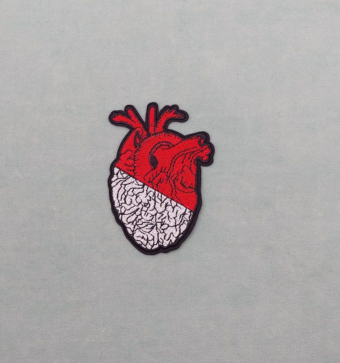 Half Heart Half Brain Patch, Embroidered Iron on Crest - Etsy