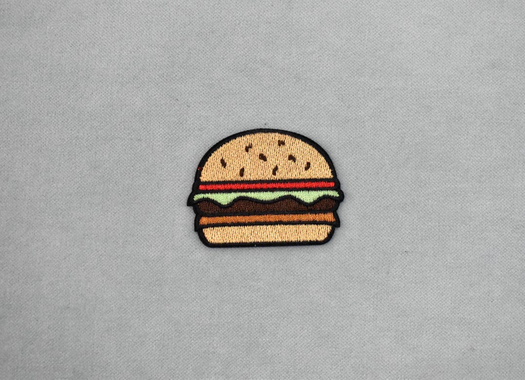Hamburger Patch, Embroidered Iron-on Patch, Iron-on Patch, Sew-on Patch ...