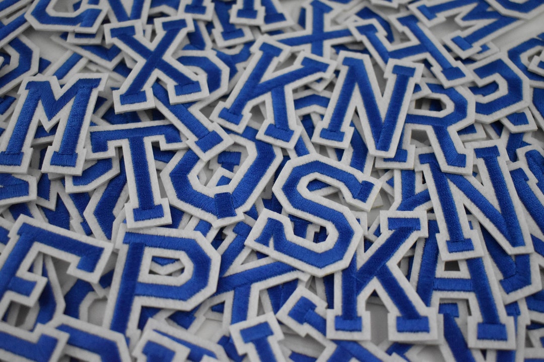 Blue Iron-on Alphabet Letter Patches, Embroidered Badges, Customize ...