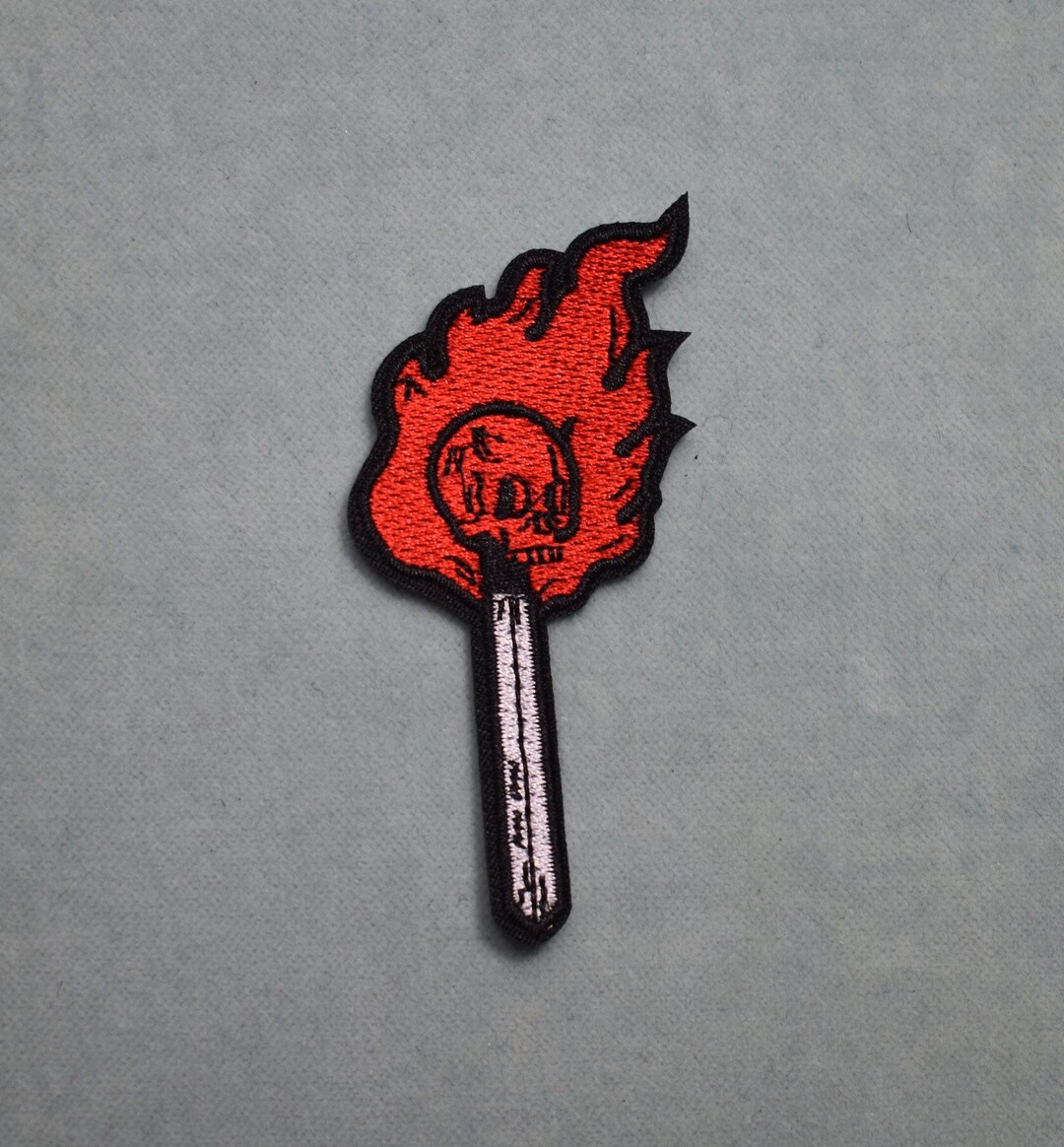 Skull Match Patch, Embroidered Fusible Patch, Iron on Patch, Sewing ...