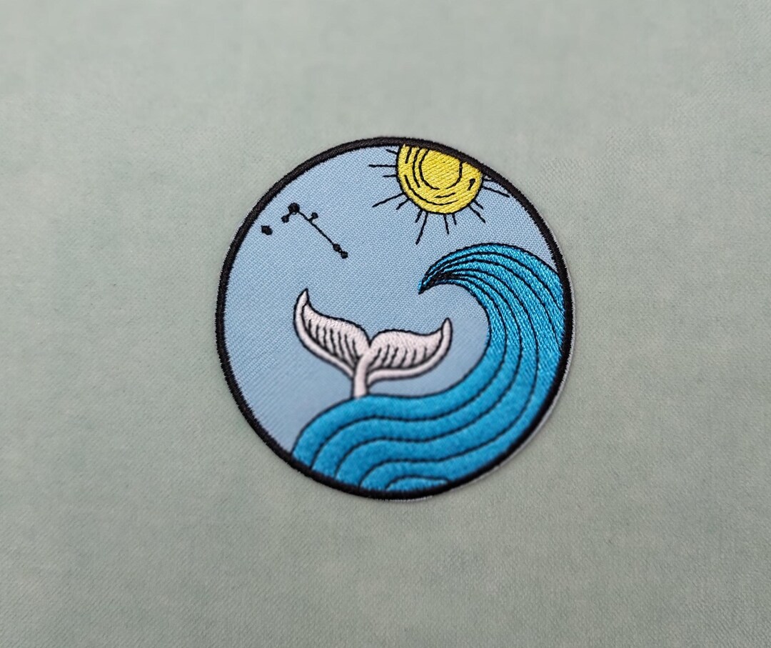 Whale in the Ocean Patch, Ocean Embroidered Iron-on Patch, Iron on ...