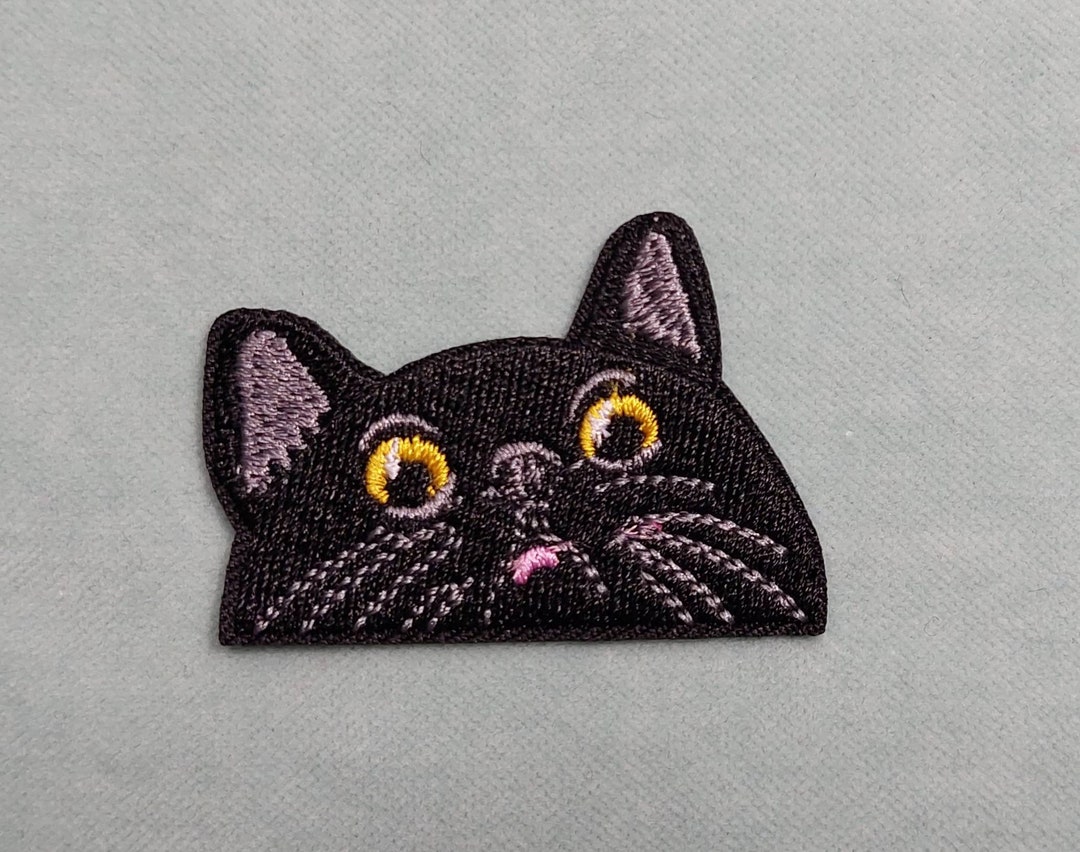 Black Cat Patch, Embroidered Iron-on Badge - Etsy