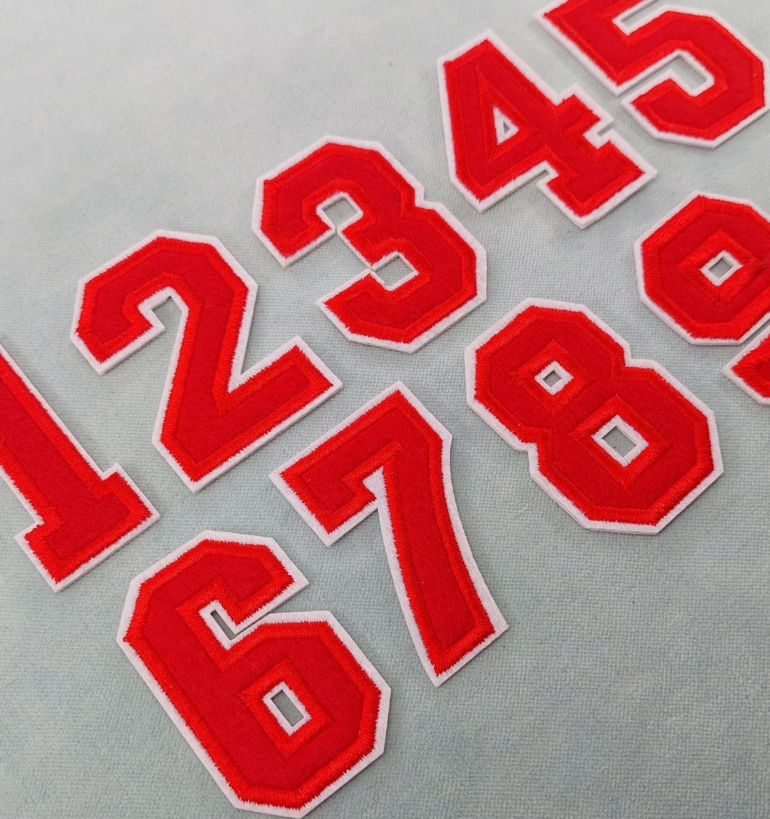Iron-on Red Number Patches 5.8 Cm, Embroidered Number Patches, Numbers ...