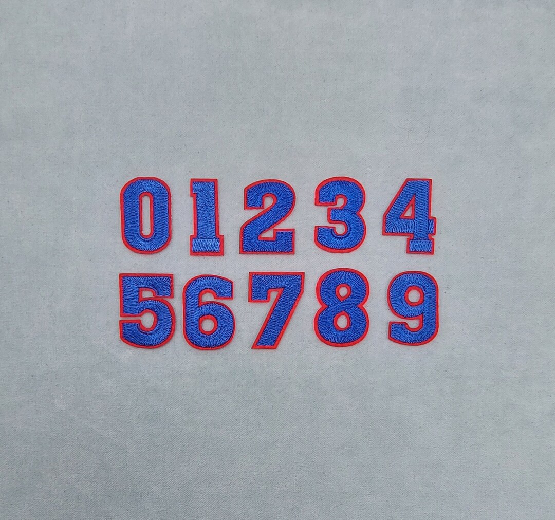 Small Blue Numbers Red Storyteller Patches, Embroidered Iron-on Number ...