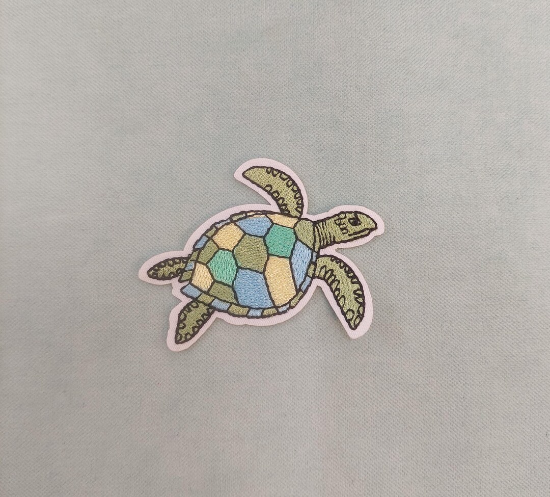 Turtle Art Patch, Embroidered Iron-on Reptile Badge, Iron on Patch, Sew ...