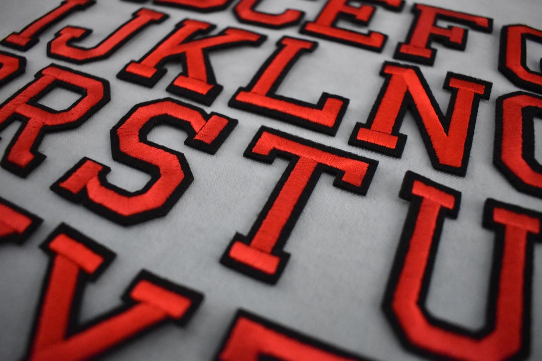 Red Iron-on Alphabet Letter Patches, Embroidered Badges, Customize ...