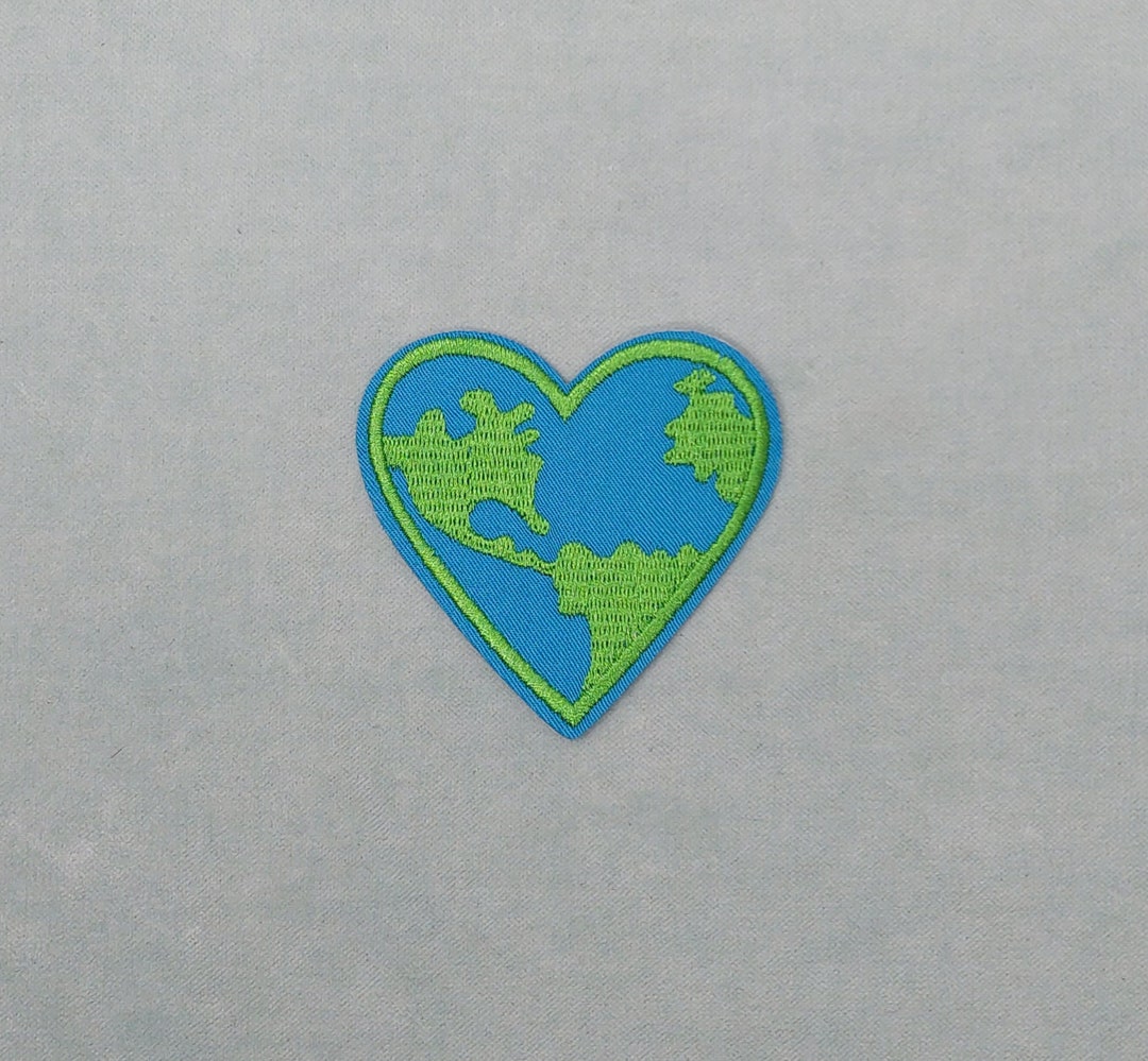 Dear Earth Iron-on Patch, Heart-shaped Globe Patch Embroidered on Iron ...