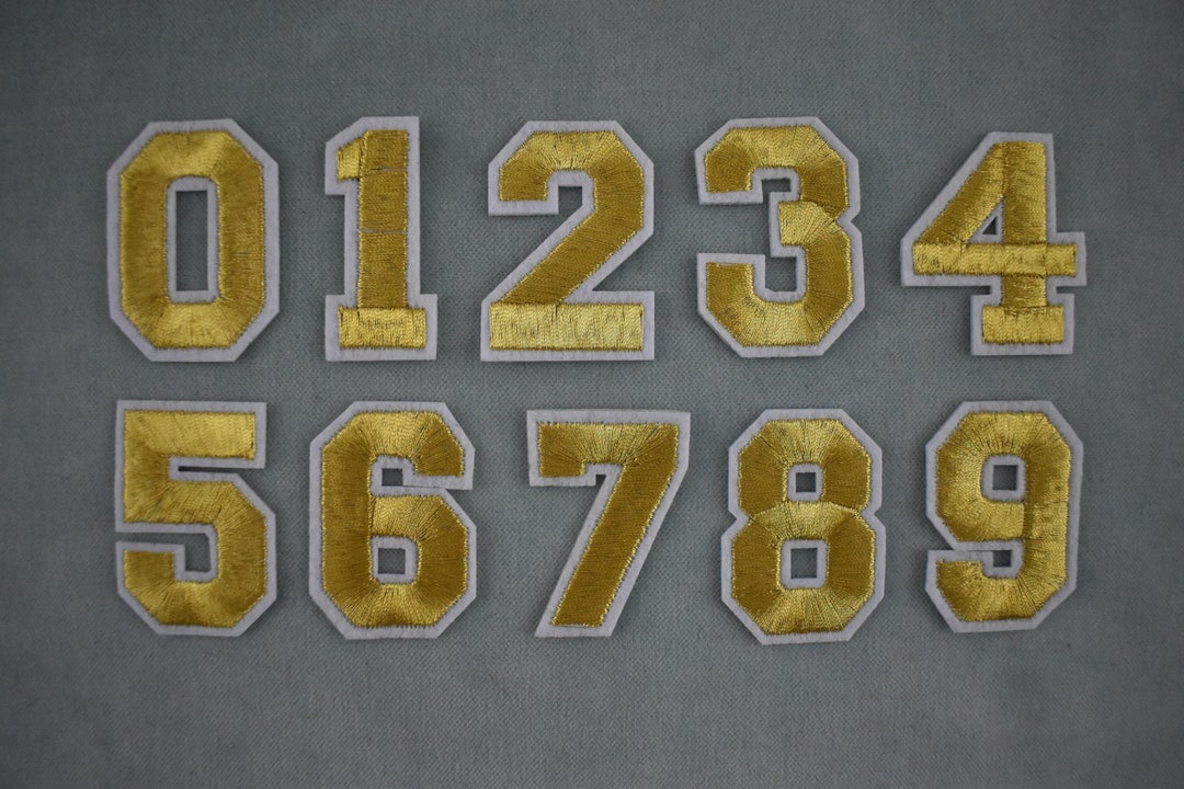 Gold Number Patches, Iron-on Embroidered Number Patches, to Customize ...
