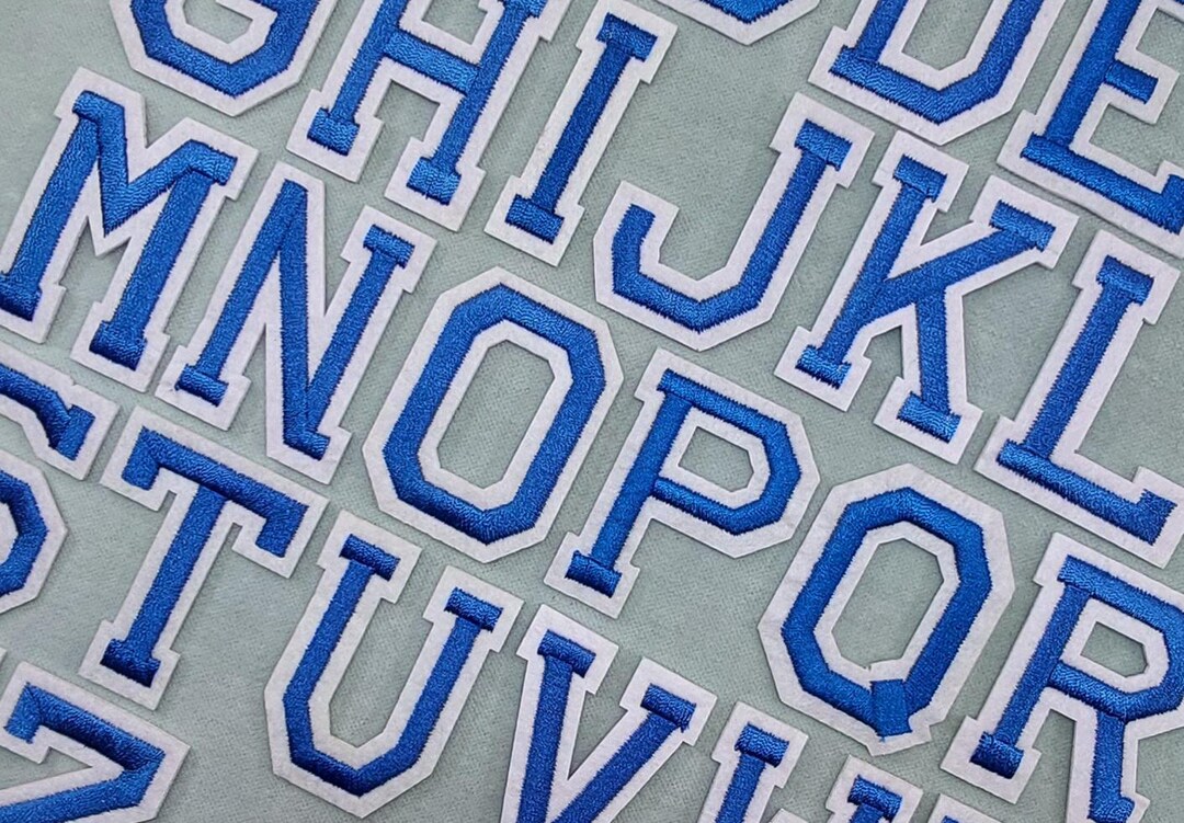 Blue Iron-on Alphabet Letter Patches, Embroidered Badges, Customize ...