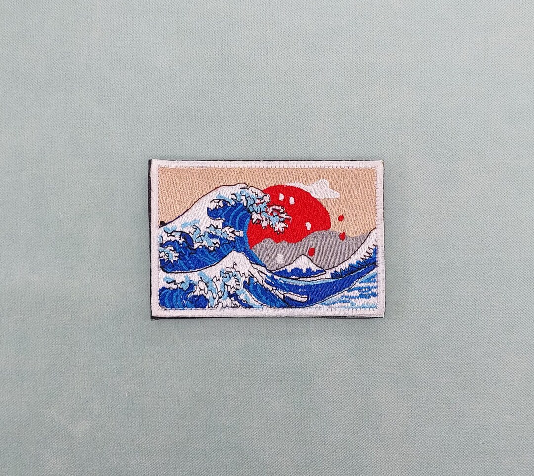 The Great Wave of Kanagawa Rectangular Embroidered Patch With Double ...