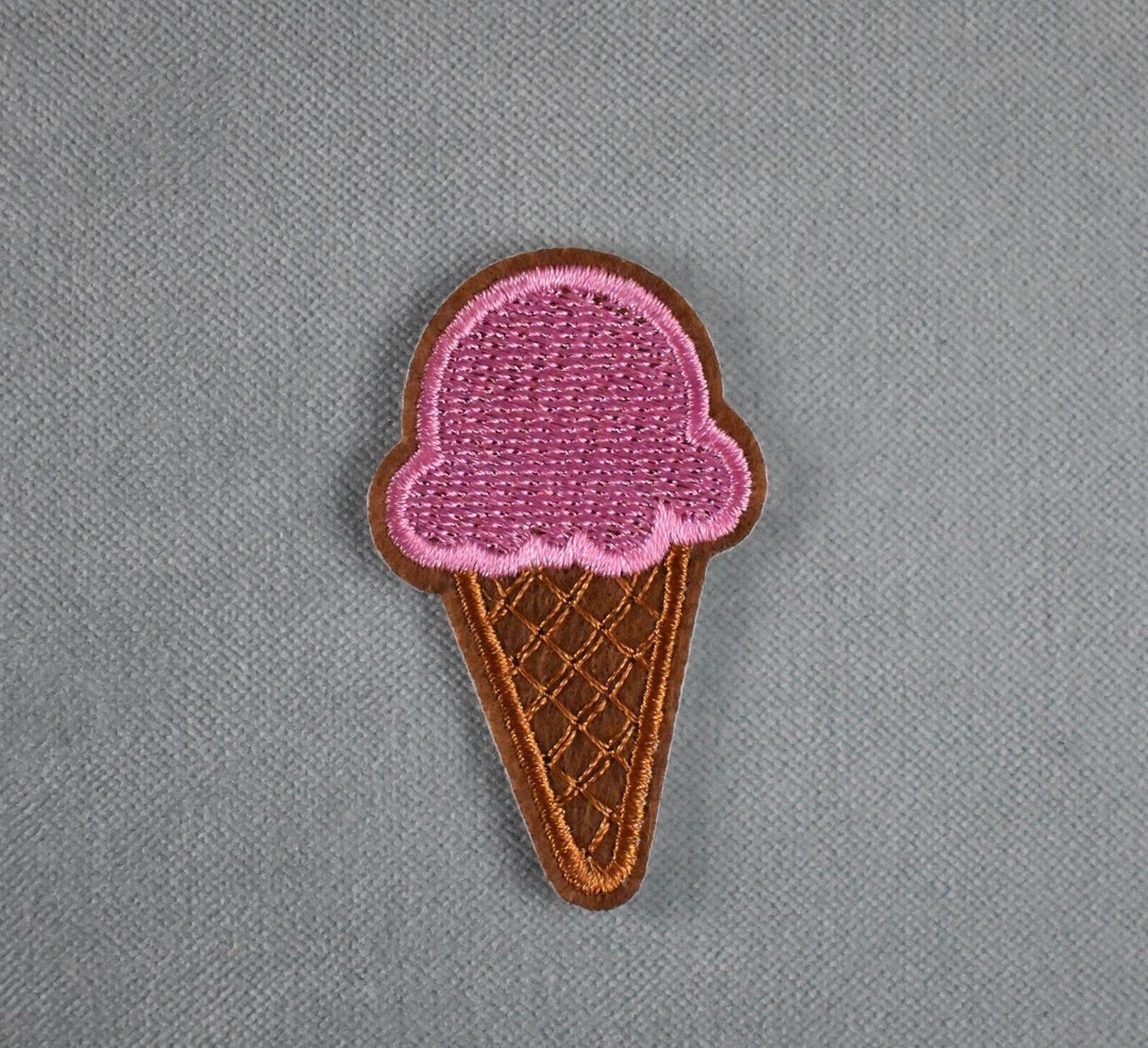 Iron-on Ice Cream Cone Patch, Embroidered Ice Cream Crest - Etsy