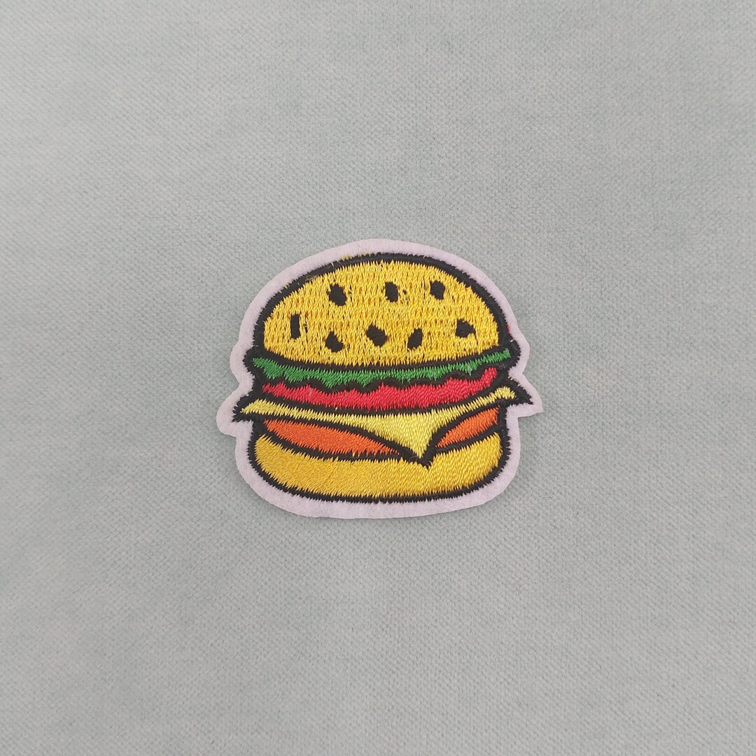 Hamburger Patch, Embroidered Iron-on Patch, Iron on Patch, Sewing Patch ...