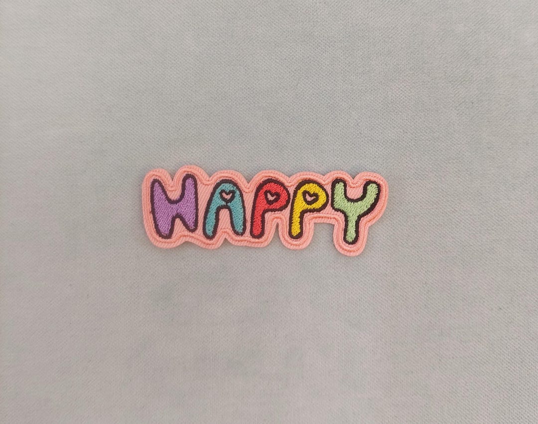 Happy Patch, Embroidered Iron-on Patch, Iron on Patch, Sewing Patch ...