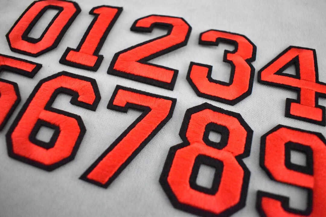 Iron-on Red Number Patches, Embroidered Number Badges, Numbers to ...
