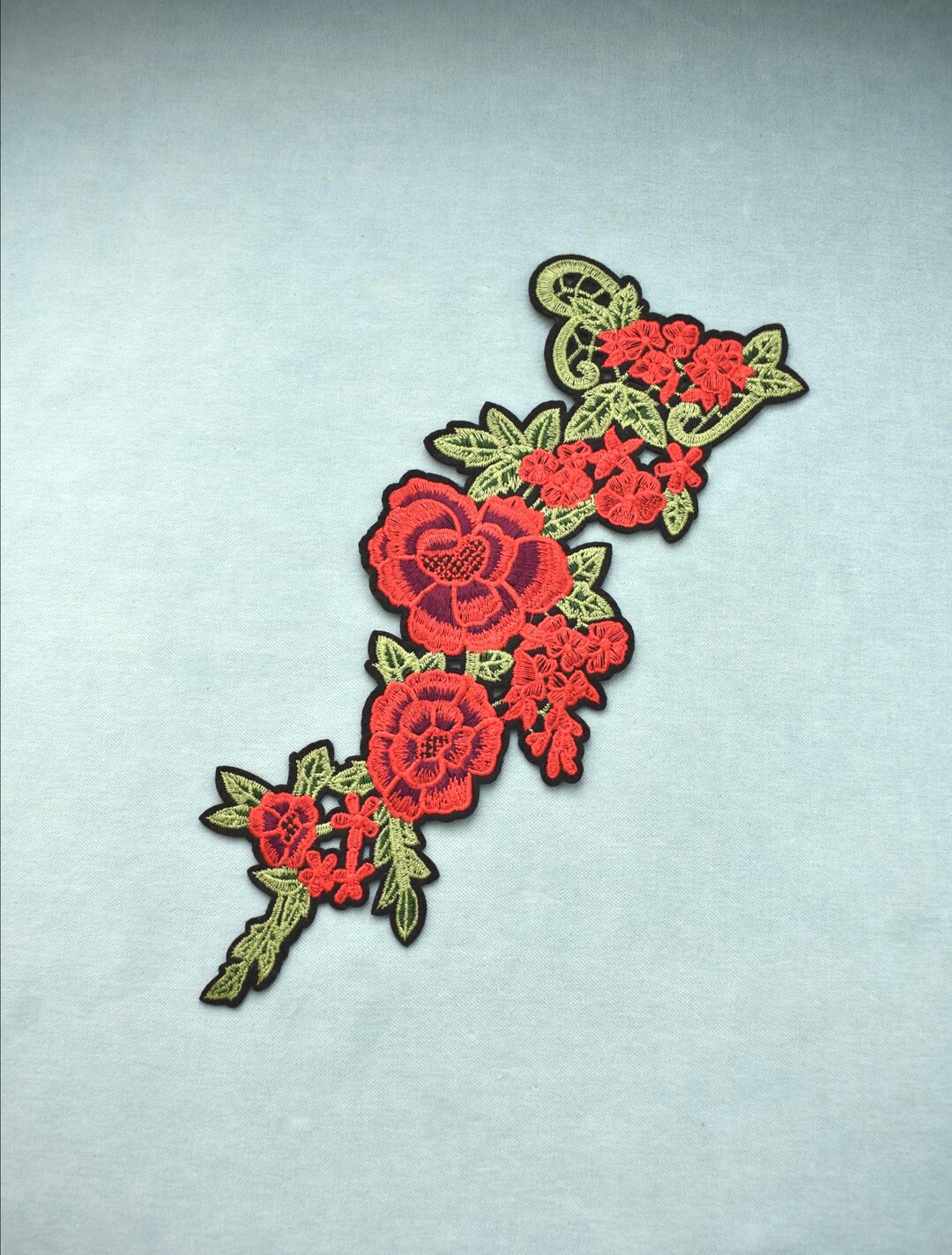 Large Floral Iron-on Patch, 10 Cm X 27 Cm, Embroidered Iron-on Patch - Etsy