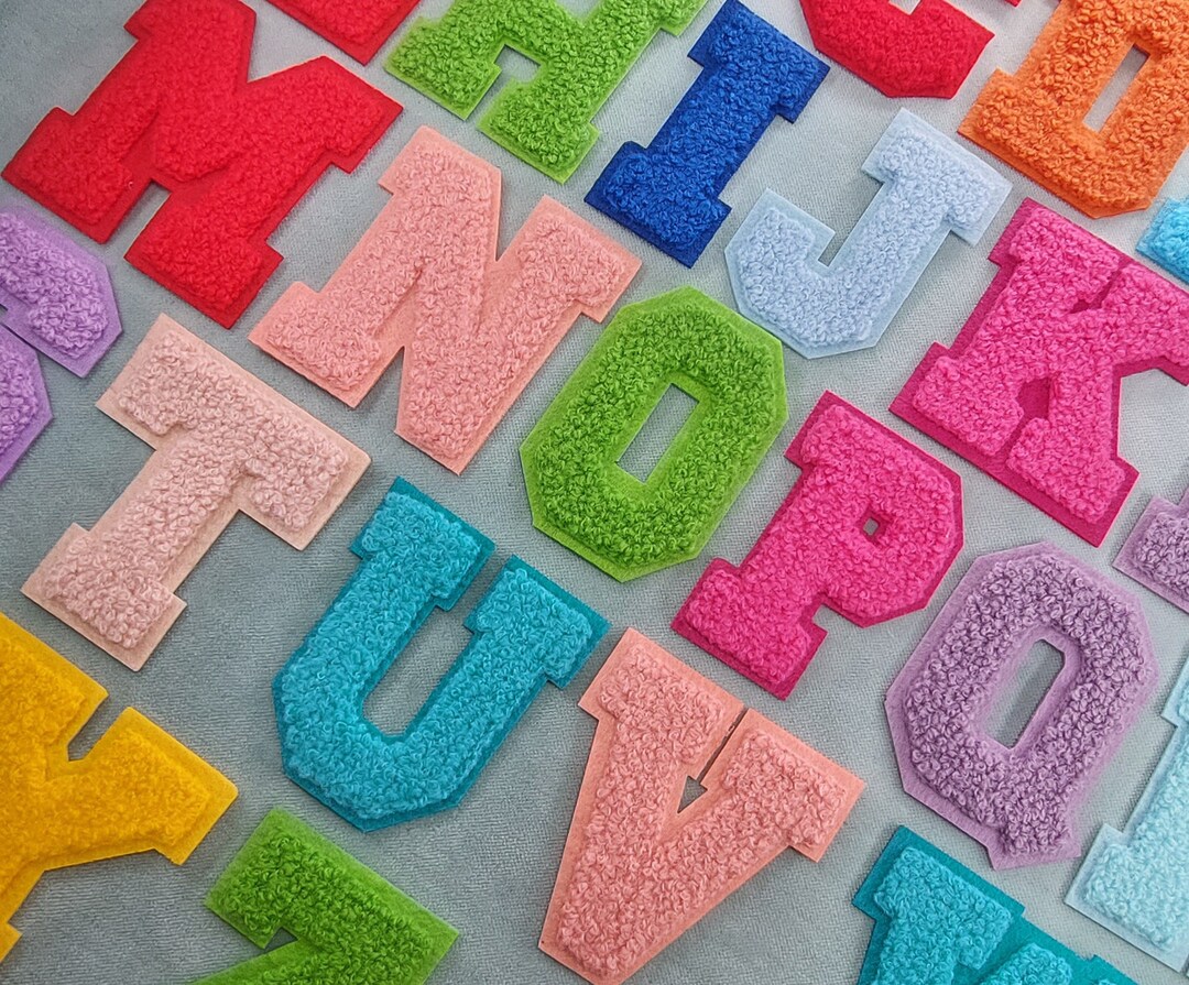 Multicolor Chenille Alphabet Letter Patches, Various Embroidered Iron ...