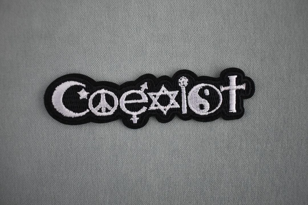Iron-on Tolerance Patch, Embroidered Love Peace Crest, Customise ...