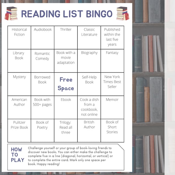 Book Club Bingo - Etsy