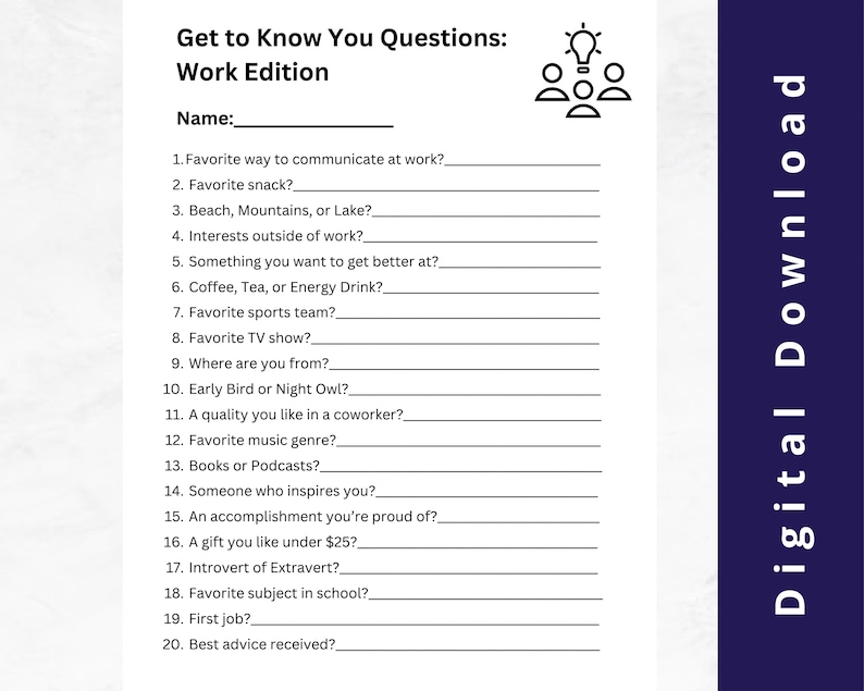 Get to Know You Questions • Workplace Get-to-know You Game • Employee ...
