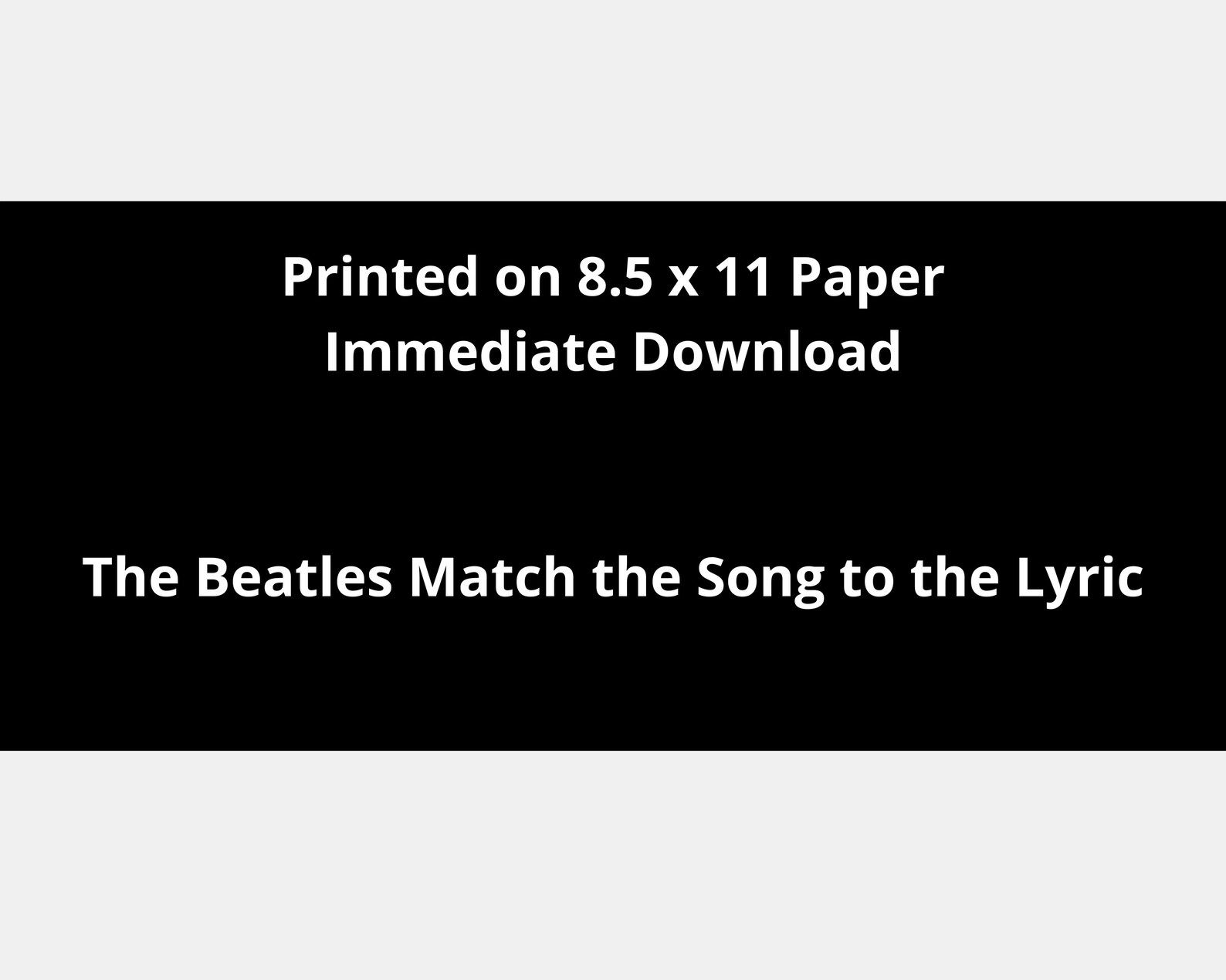The Beatles Printable Song Matching Game, Digital Download Party Game ...