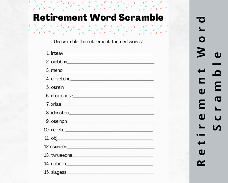 Retirement Party Printable Activities • Retirement Celebration Games ...