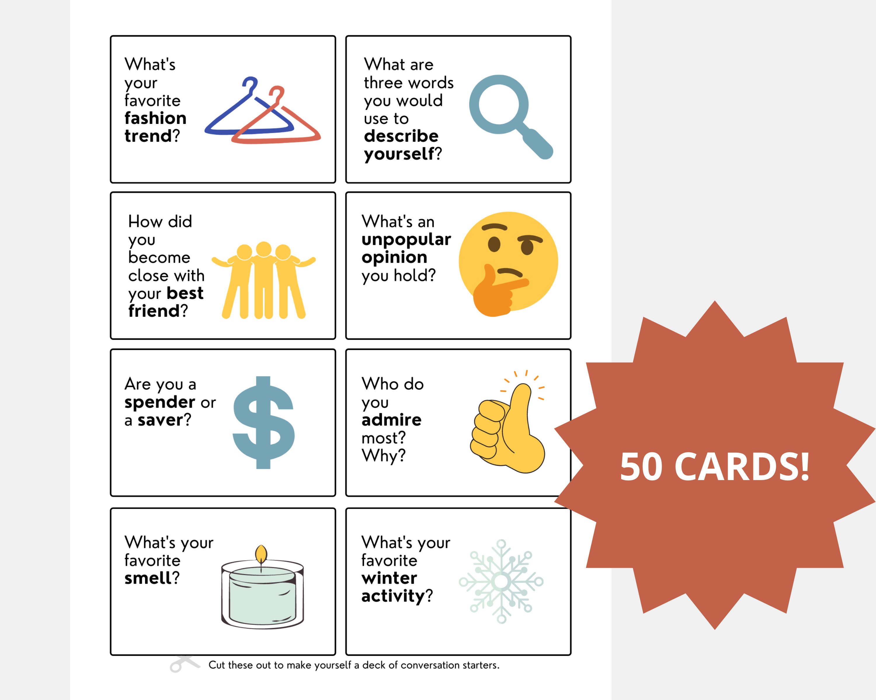 Digital Downlaod Conversation Starters, Table Topics, Icebreaker Game ...