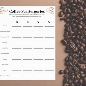 Coffee Scattergories • Coffee Themed Party Games • Work Game • Coffee ...