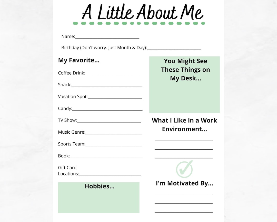 A Little About Me Game With Editable Canva Link • New Employee ...