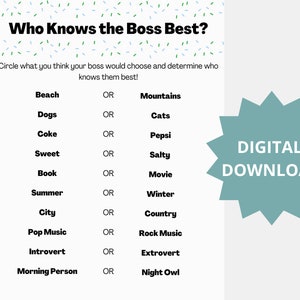 Who Knows the Boss Best Work Game • Simple, Easy Work Activity for Team ...