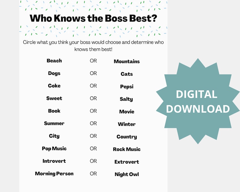 Who Knows the Boss Best Work Game • Simple, Easy Work Activity for Team ...