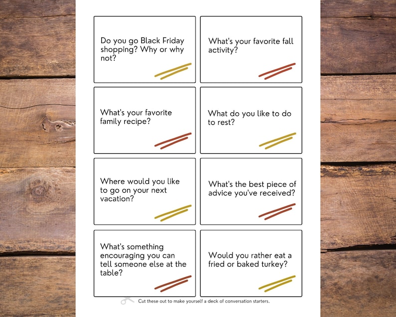 Thanksgiving Conversation Starters, Table Topics, Icebreaker Game for ...