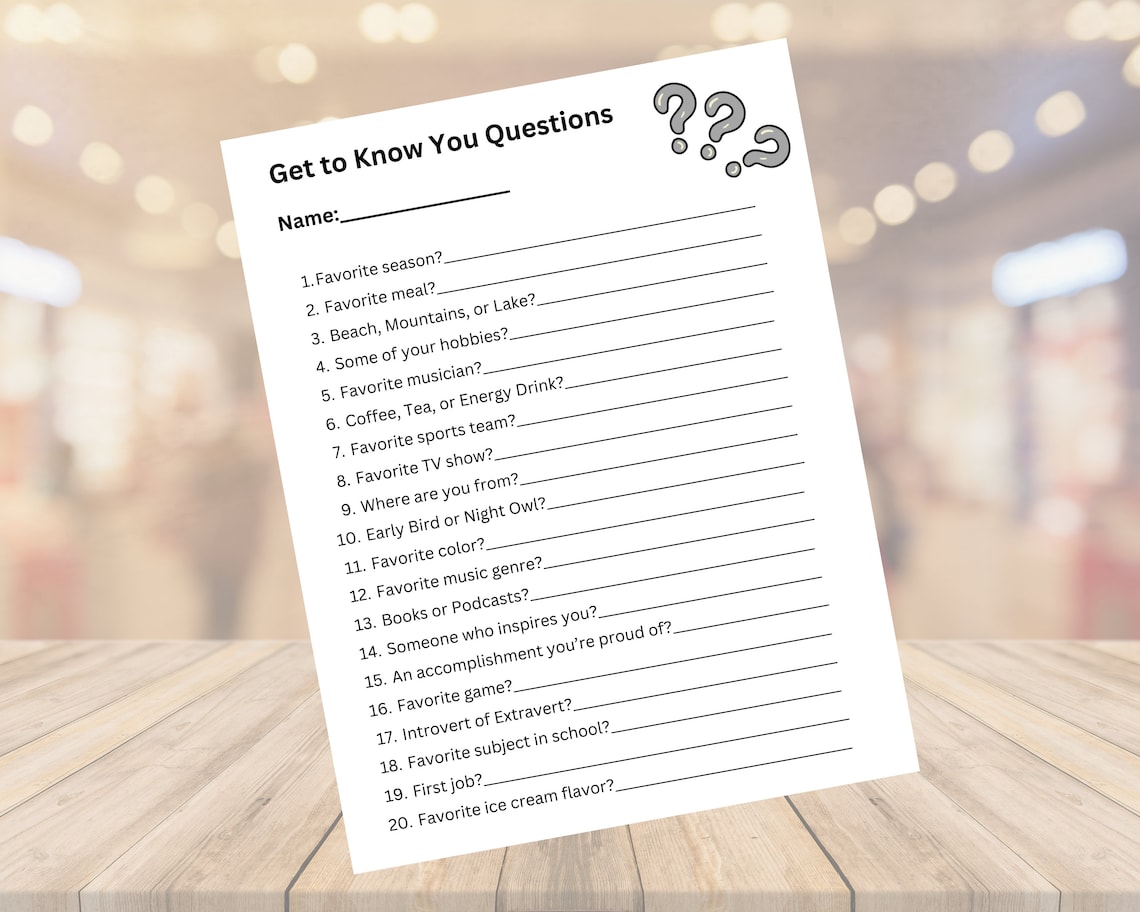 Get to Know You Questions • Conversation Starter • Icebreaker Download ...