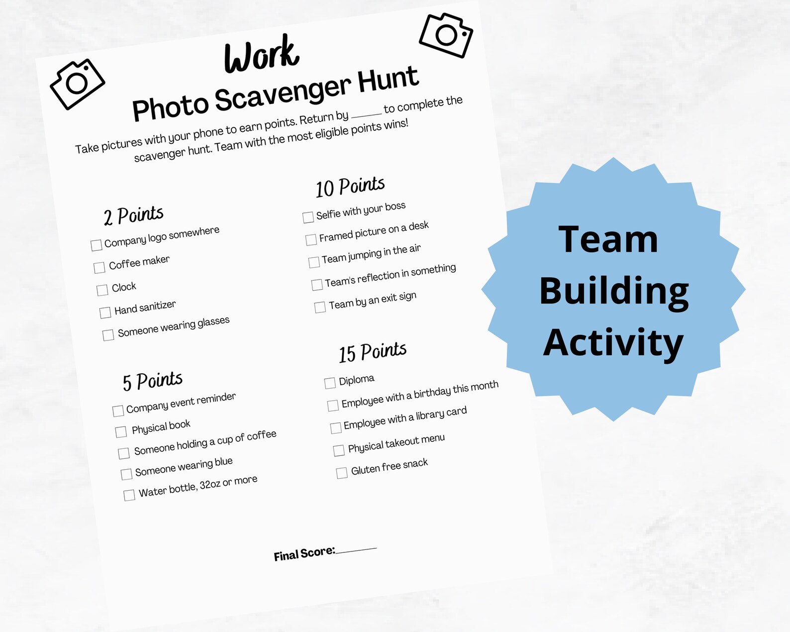 Work Photo Scavenger Hunt • Workplace Get-to-know You Game • Employee ...
