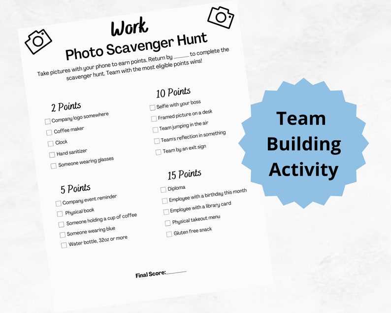 Work Photo Scavenger Hunt • Workplace Get-to-know You Game • Employee ...