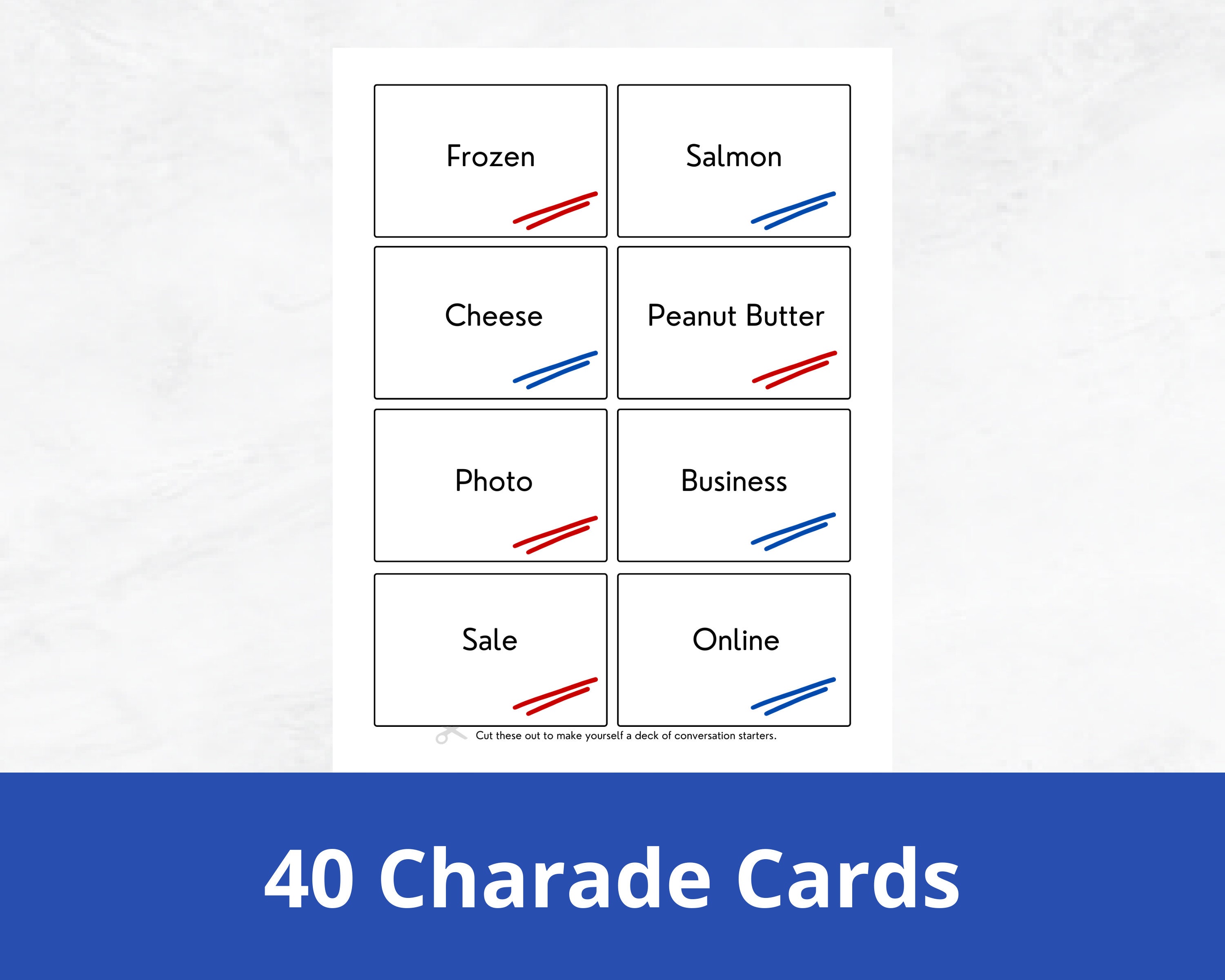 Costco Charades Game: 40 Cards | Costco Birthday Party Game - Etsy