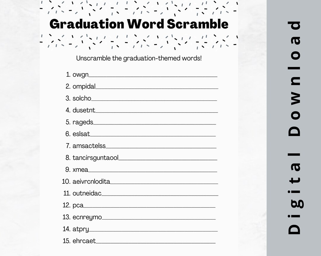 Graduation Word Scramble • Grad Party Game • Graduation Game ...