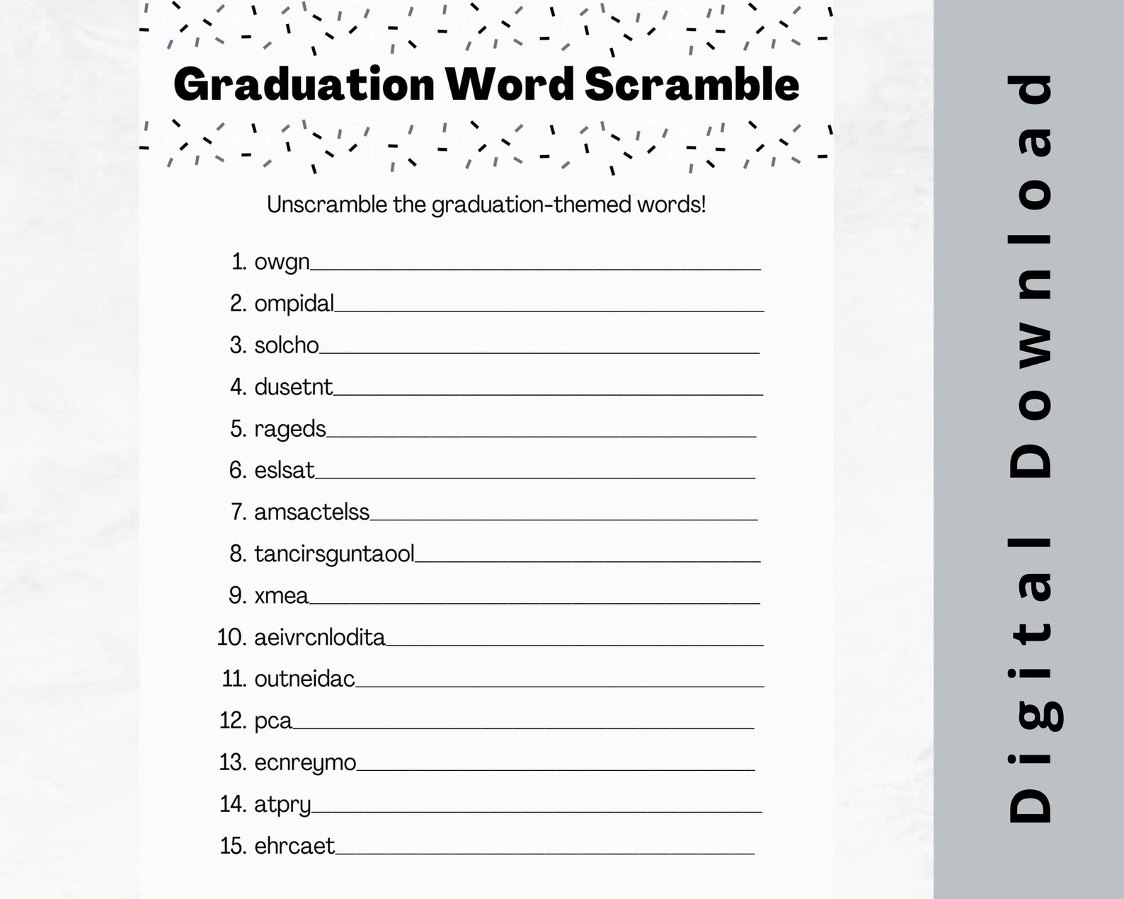 Graduation Word Scramble • Grad Party Game • Graduation Game ...