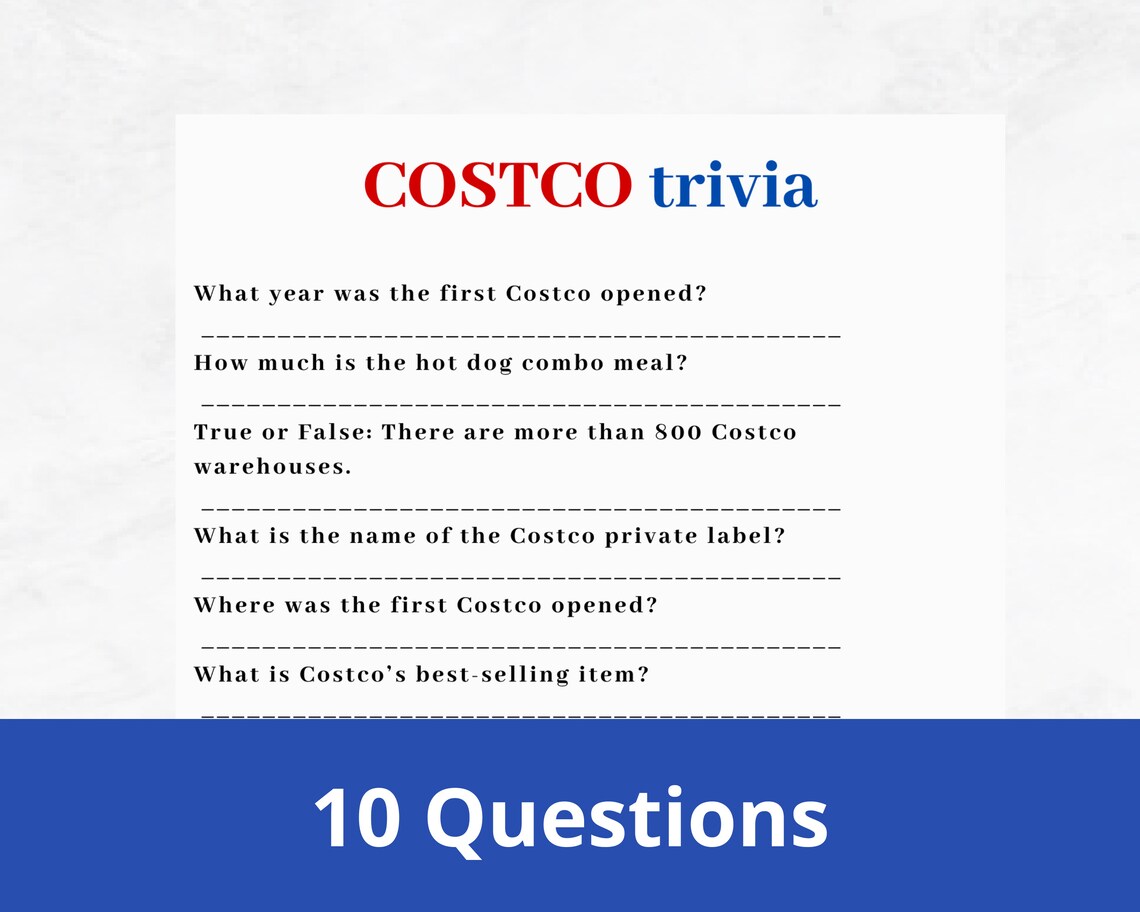 Costco Trivia Game | Costco Birthday Party Game - Etsy