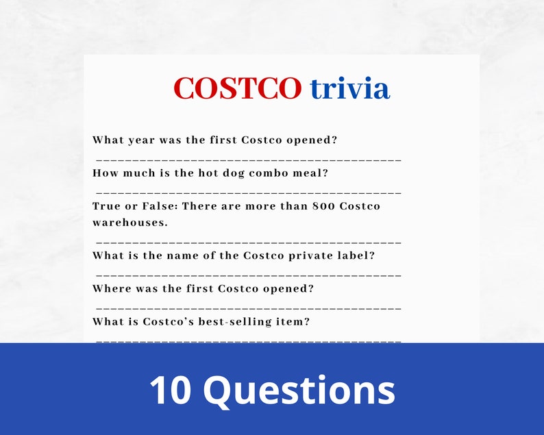 Costco Trivia Game | Costco Birthday Party Game - Etsy